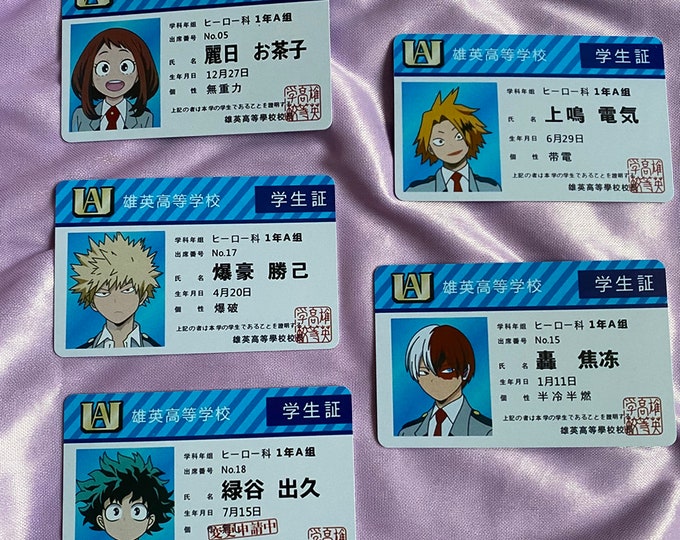 MHA My Hero Academia Student ID Cards Todoroki Bakugo Deku Denki ...