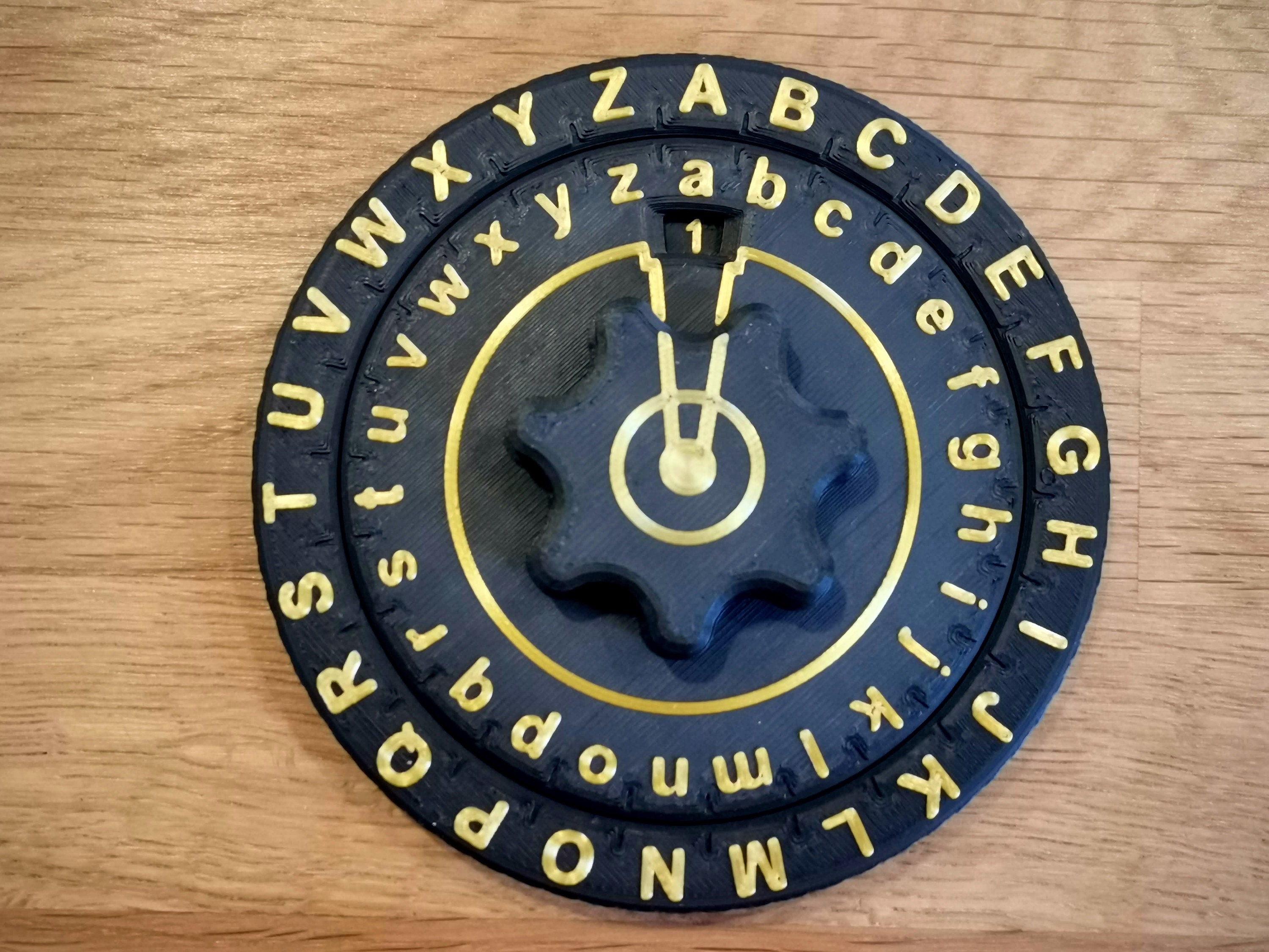 Caesar Cipher Decoder Wheel 3d Printed Offset Alphabet Secret Code