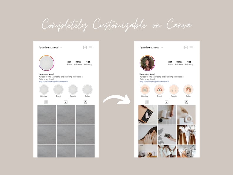 Instagram Template Profile Mockup Editable in Canva, Social Media ...