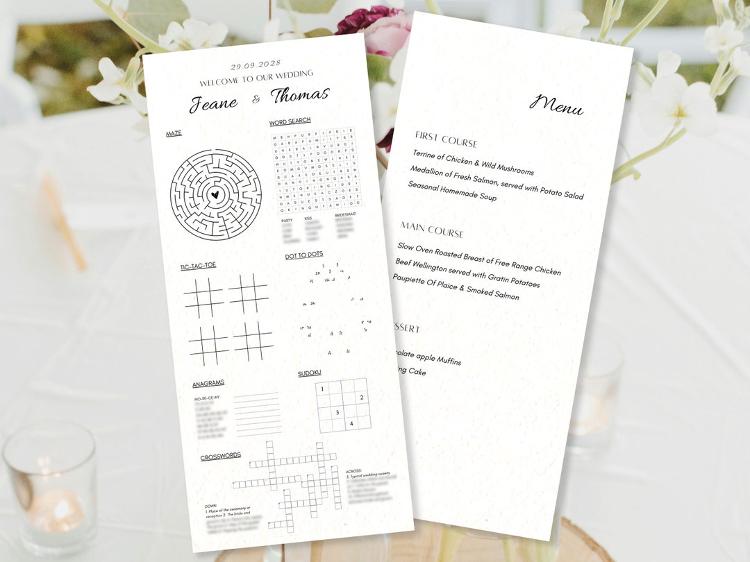 Sip and Solve and Celebrate! Wedding Activity Sheets, Modern Design ...