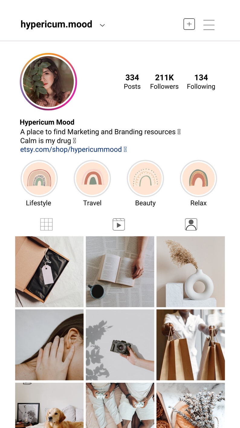 Instagram Template Profile Mockup Editable in Canva, Social Media ...