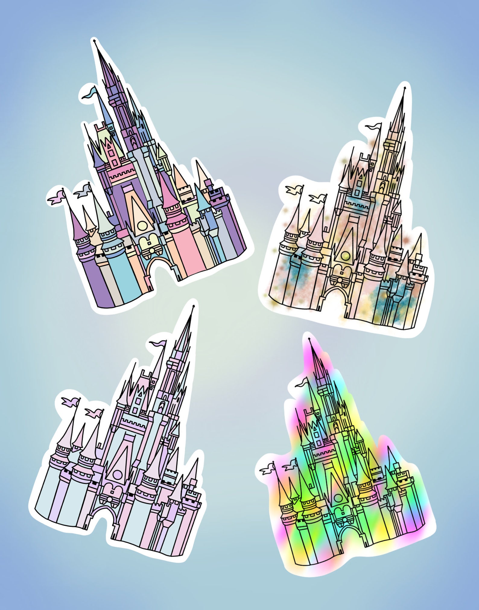Pastel Colored Cinderella Castle Sticker - Etsy