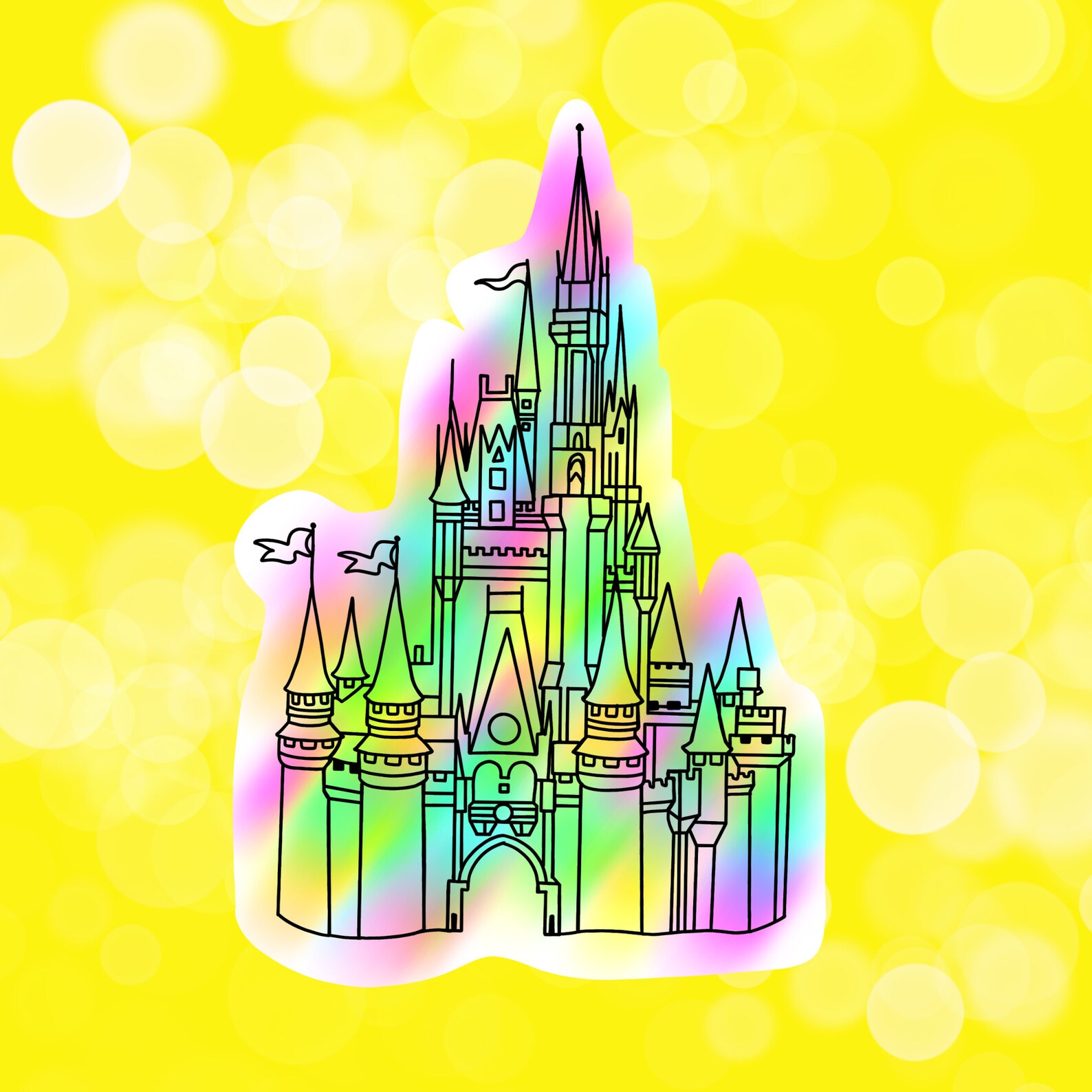 Neon Colored Cinderella Castle Sticker - Etsy