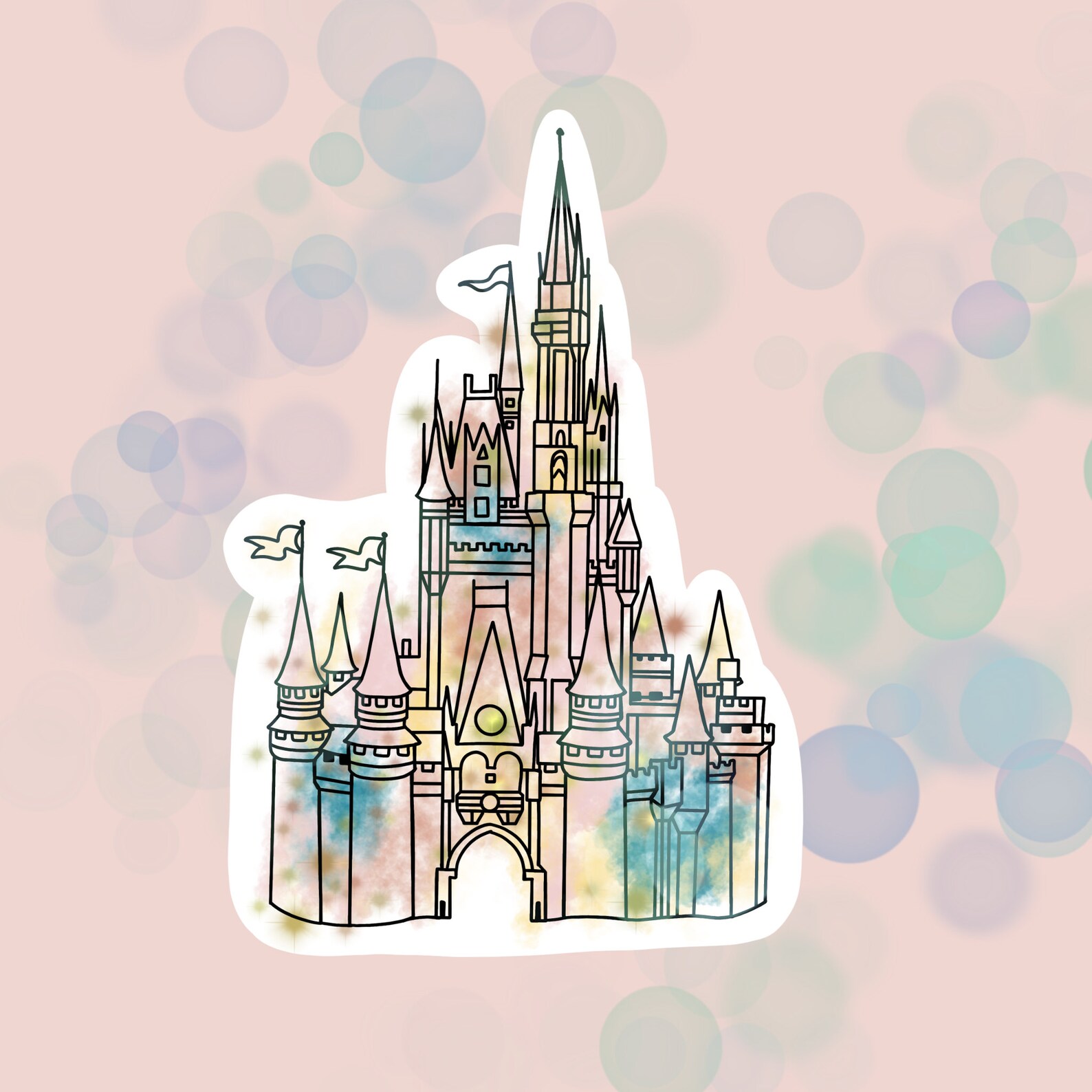 Watercolor Cinderella Castle Sticker - Etsy