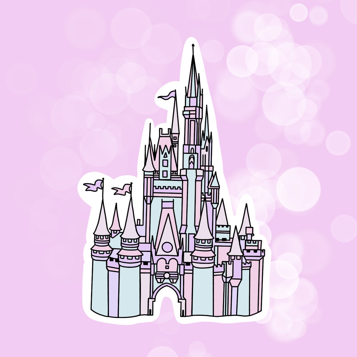 Pastel Colored Cinderella Castle Sticker - Etsy