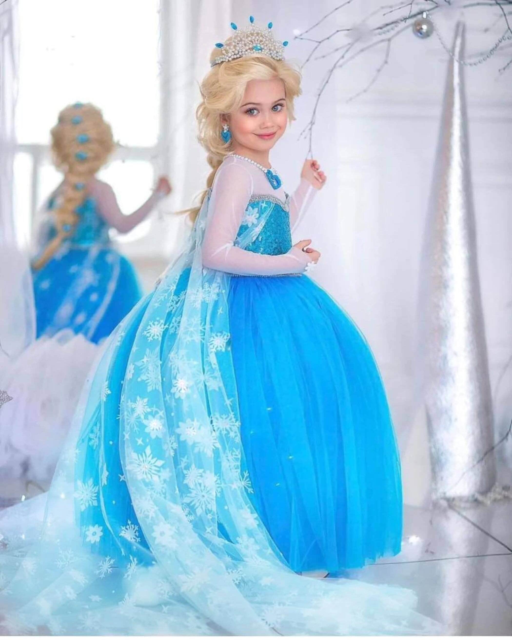 Elsa Costume, Elsa Birthday Dress, Party Gown, Ice Blue Tutu Dress ...