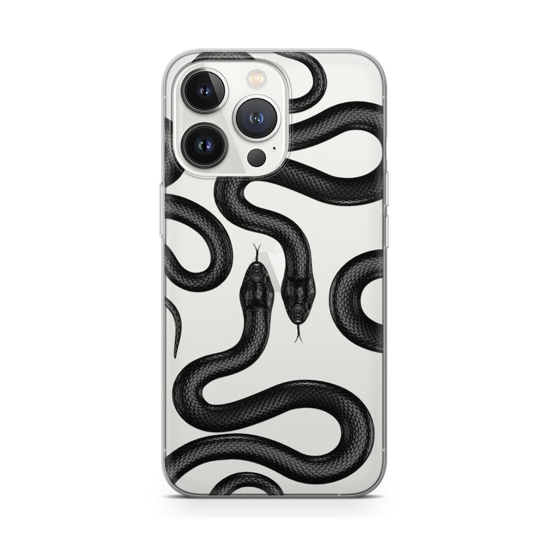 Black Snake Transparent Phone Case – Minimal Gothic Serpent Cover for ...