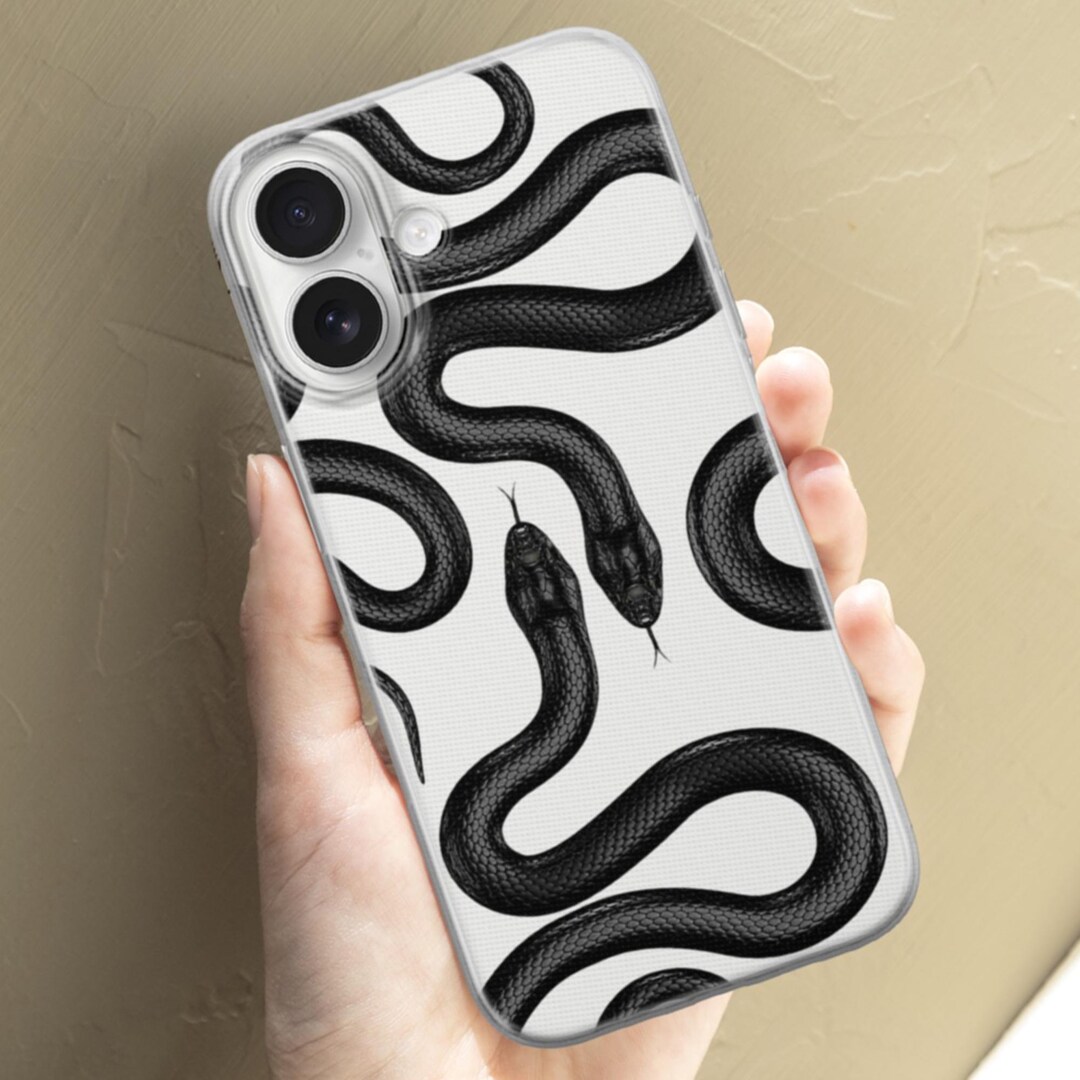 Clear Black Snake Phone Case Tattoo Style Print Cover Fit for iPhone 17 ...