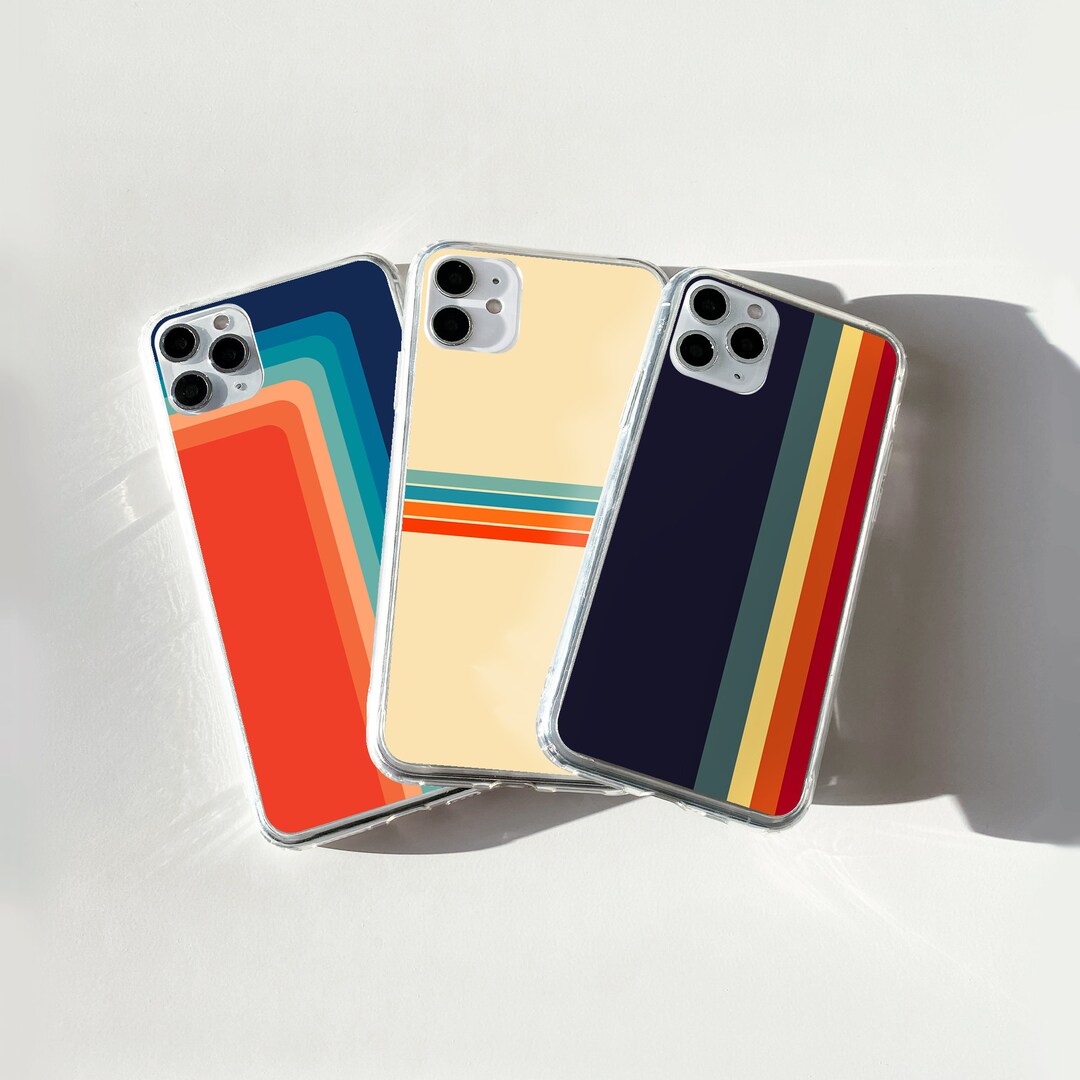 Retro Stripes Phone Case 70s Style Cover Fit for iPhone 15, Xs, 11 Pro ...