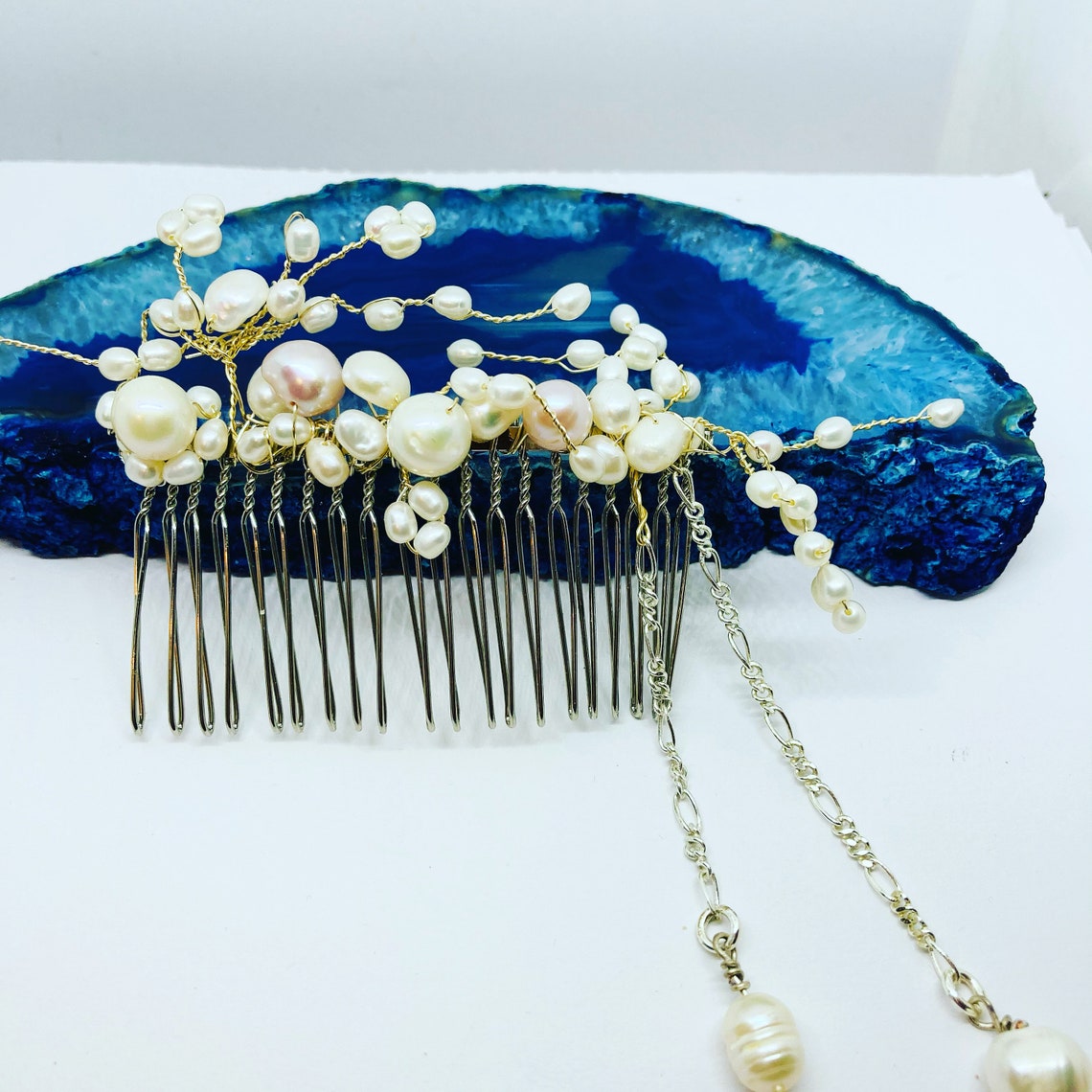 Pearl Hair Comb Beautiful Freshwater Cultured Pearl Hair Accessory on a ...