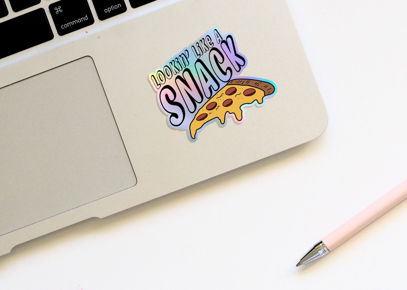 Lookin' Like a Snack Holographic Sticker, Pizza Sticker, Journal ...
