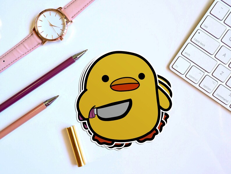 Clear Rainbow Cute but Dangerous Duck With Knife Funny Sticker - Etsy