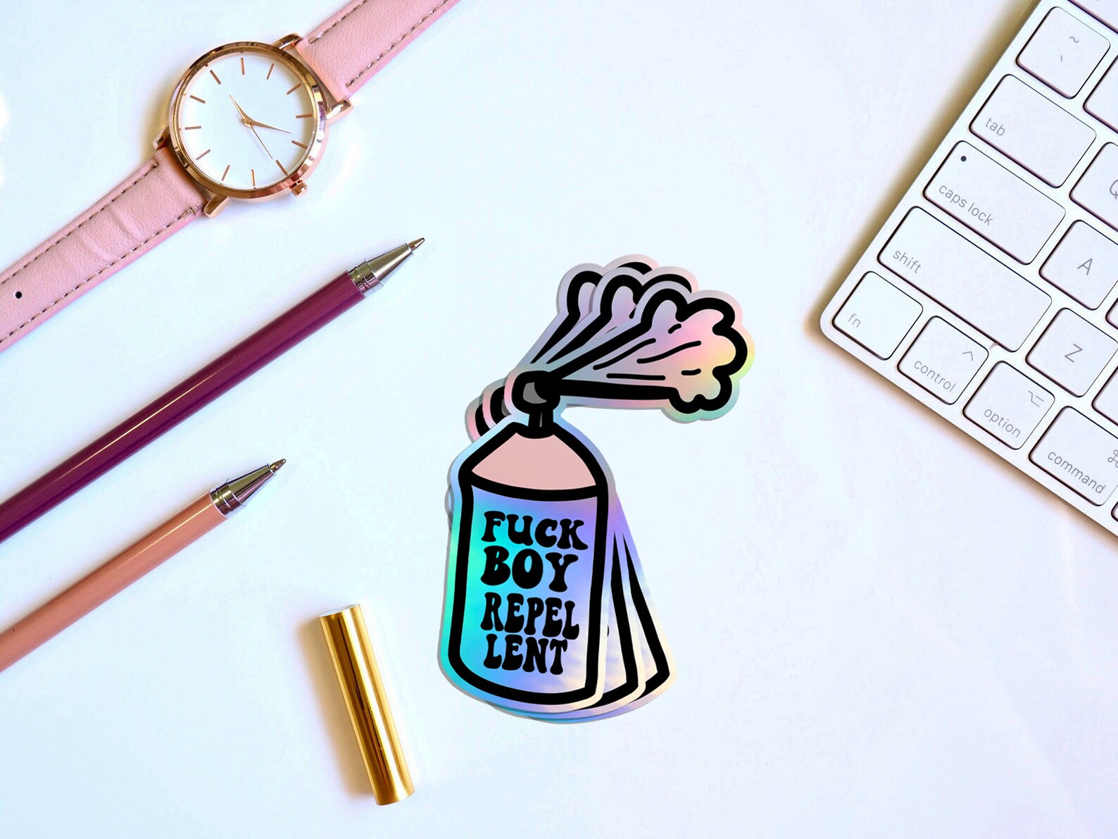 Fuckboy Repellent Holographic Sticker, Sarcastic Tumbler Sticker ...