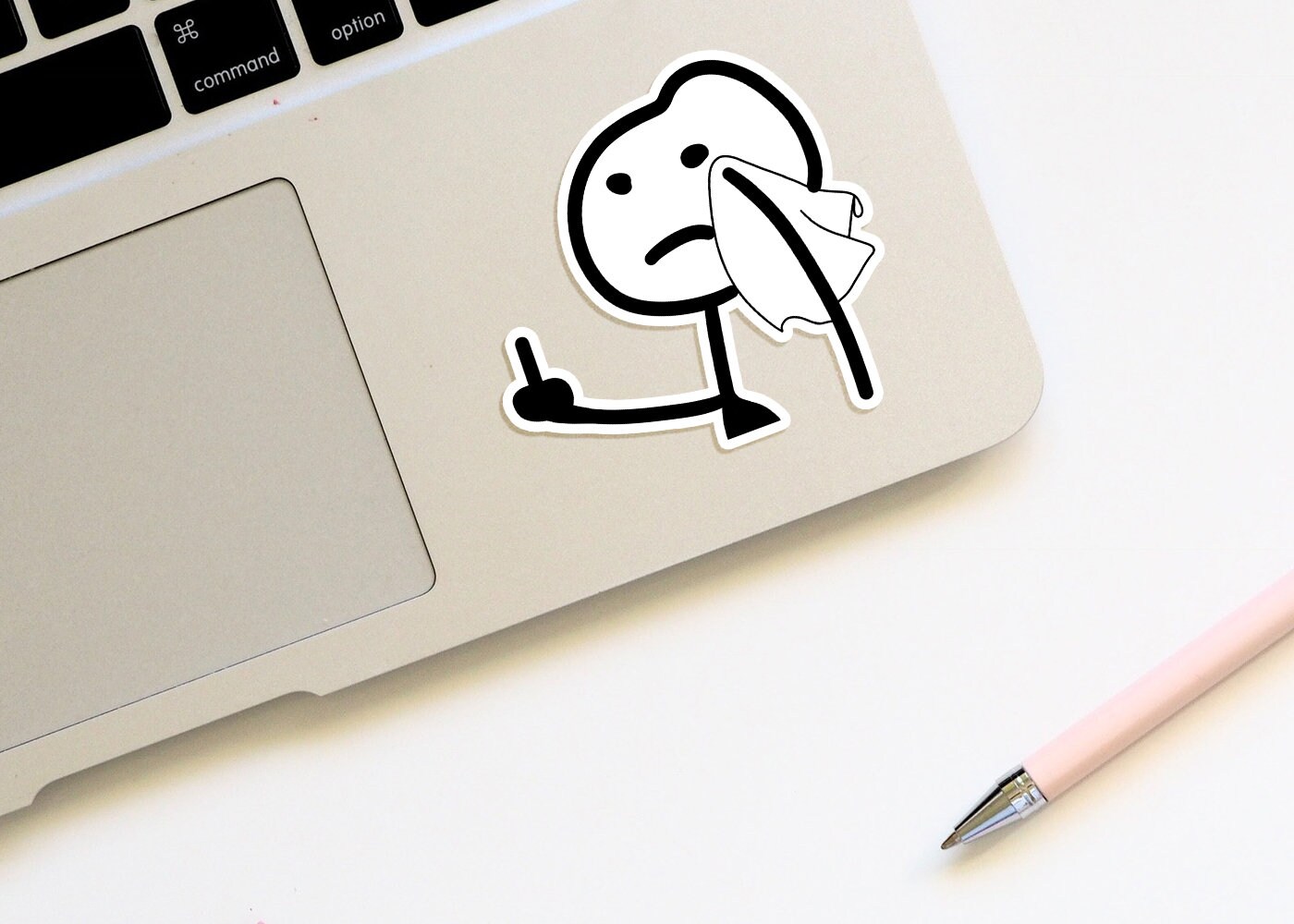 Crying Stickman Middle Finger Meme Sticker Middle Finger and - Etsy