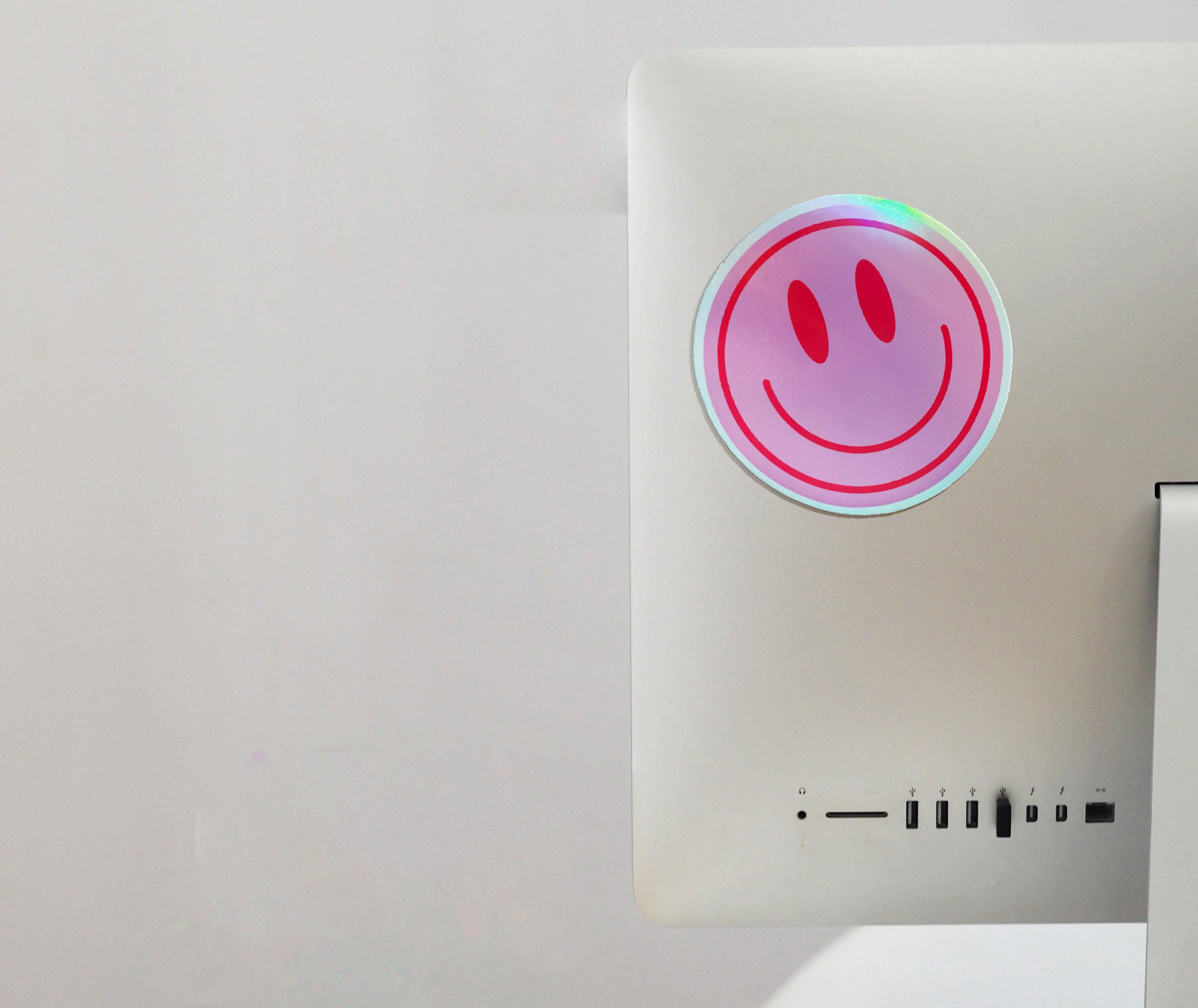 Holographic Pink Smile Face Sticker/ Holographic Sticker/ Perfect for ...