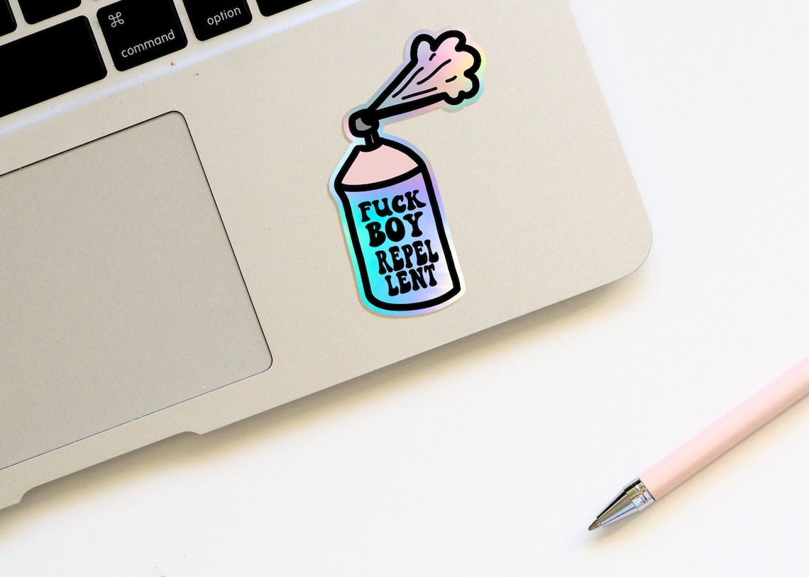 Fuckboy Repellent Holographic Sticker, Sarcastic Tumbler Sticker ...