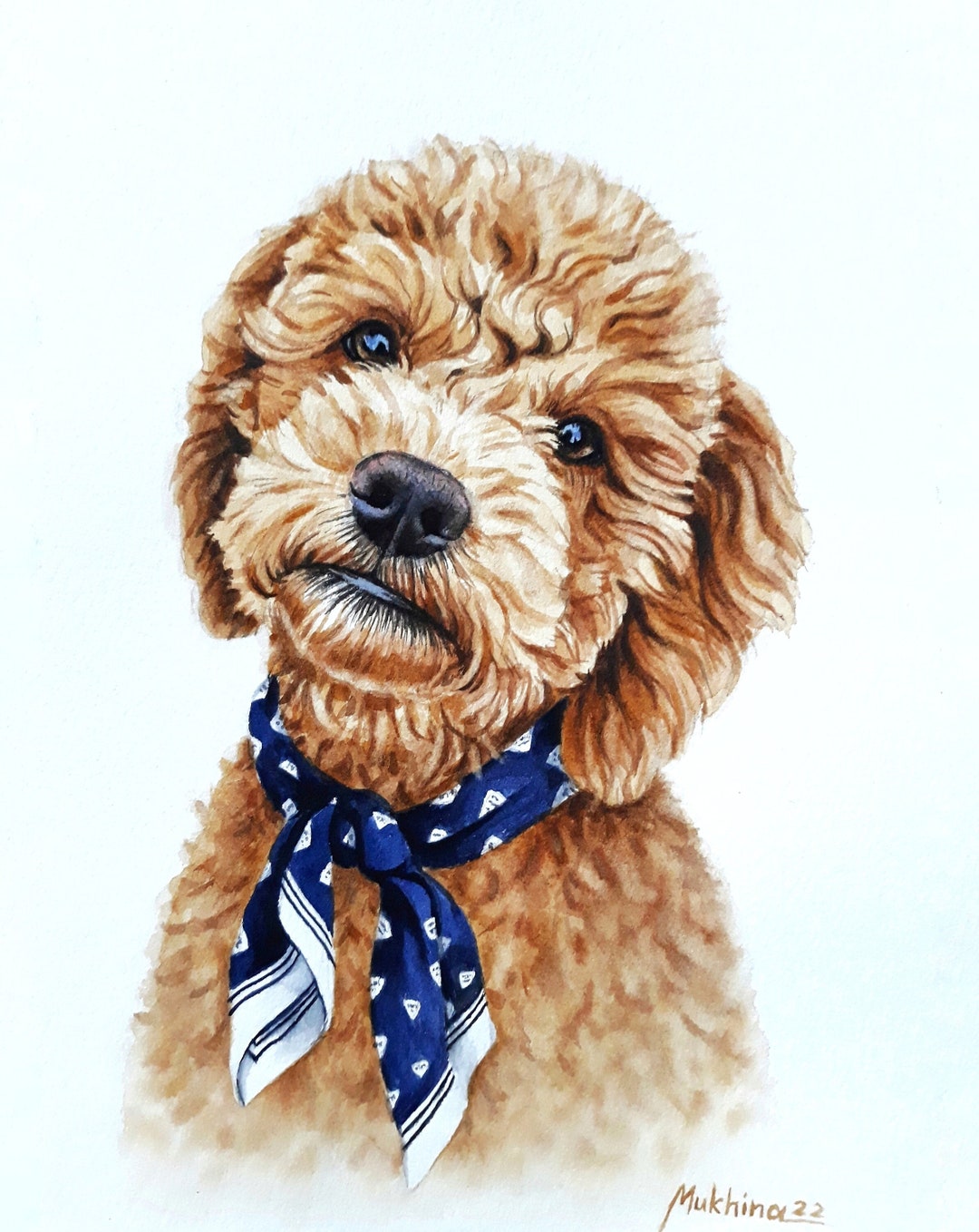 Custom Pet Portrait Hand Painted, Dog Portrait Painting From Photo ...
