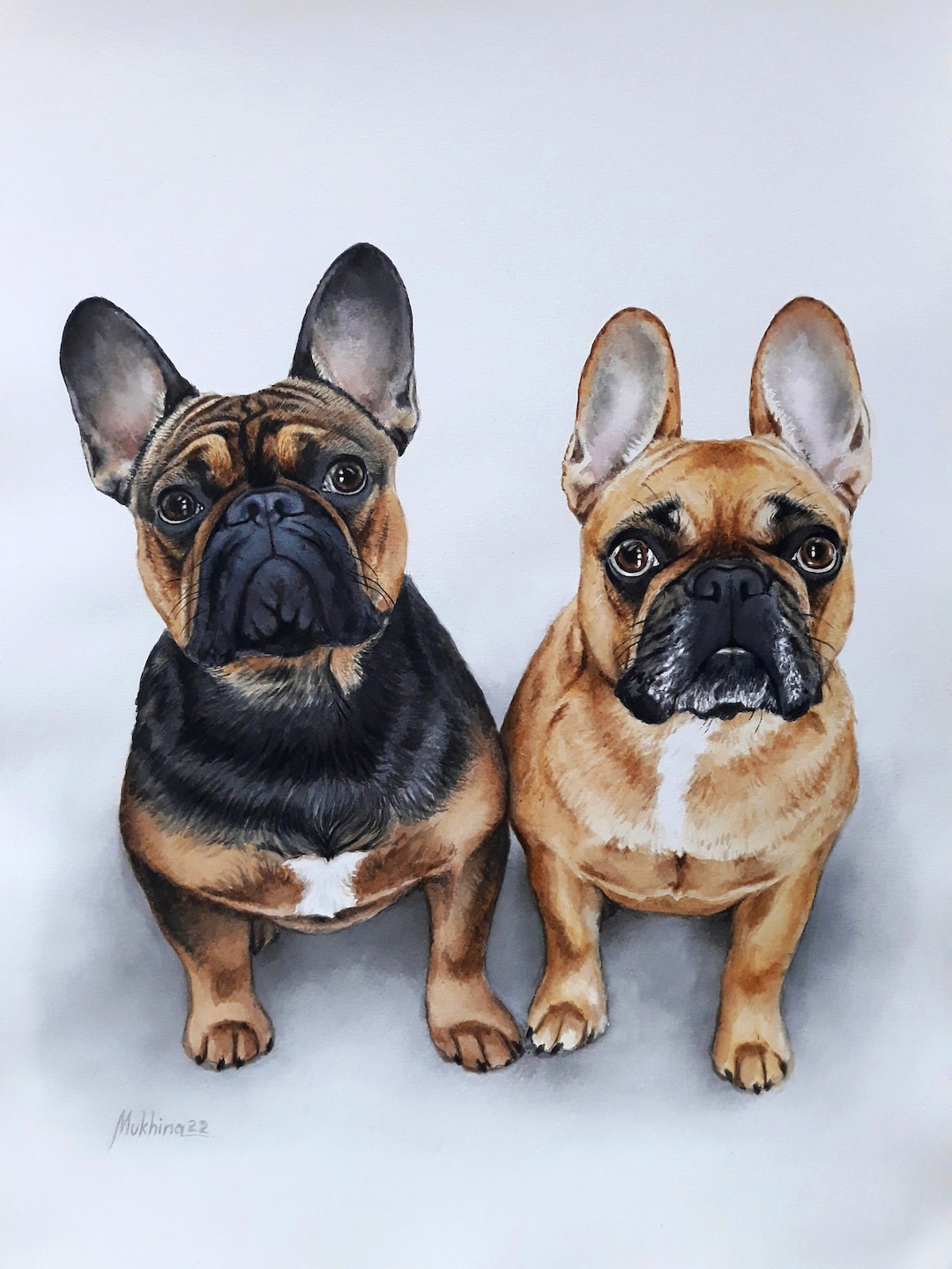 Custom Pet Portrait Hand Painted, Dog Portrait Painting From Photo ...
