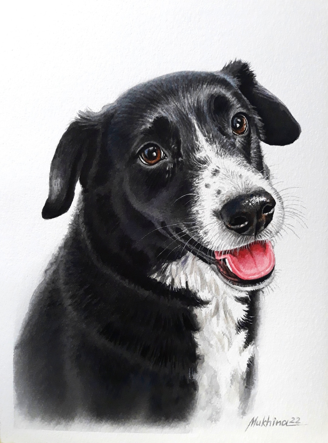 Custom Pet Portrait Hand Painted Dog Portrait Painting From - Etsy