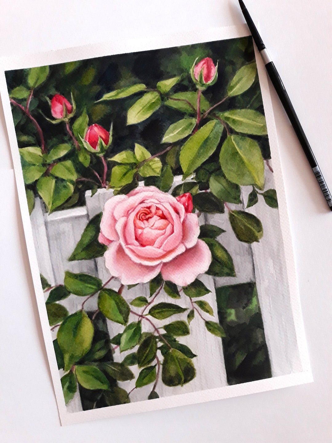 Pink Roses Painting Original Watercolor, Flowers Watercolor Painting ...