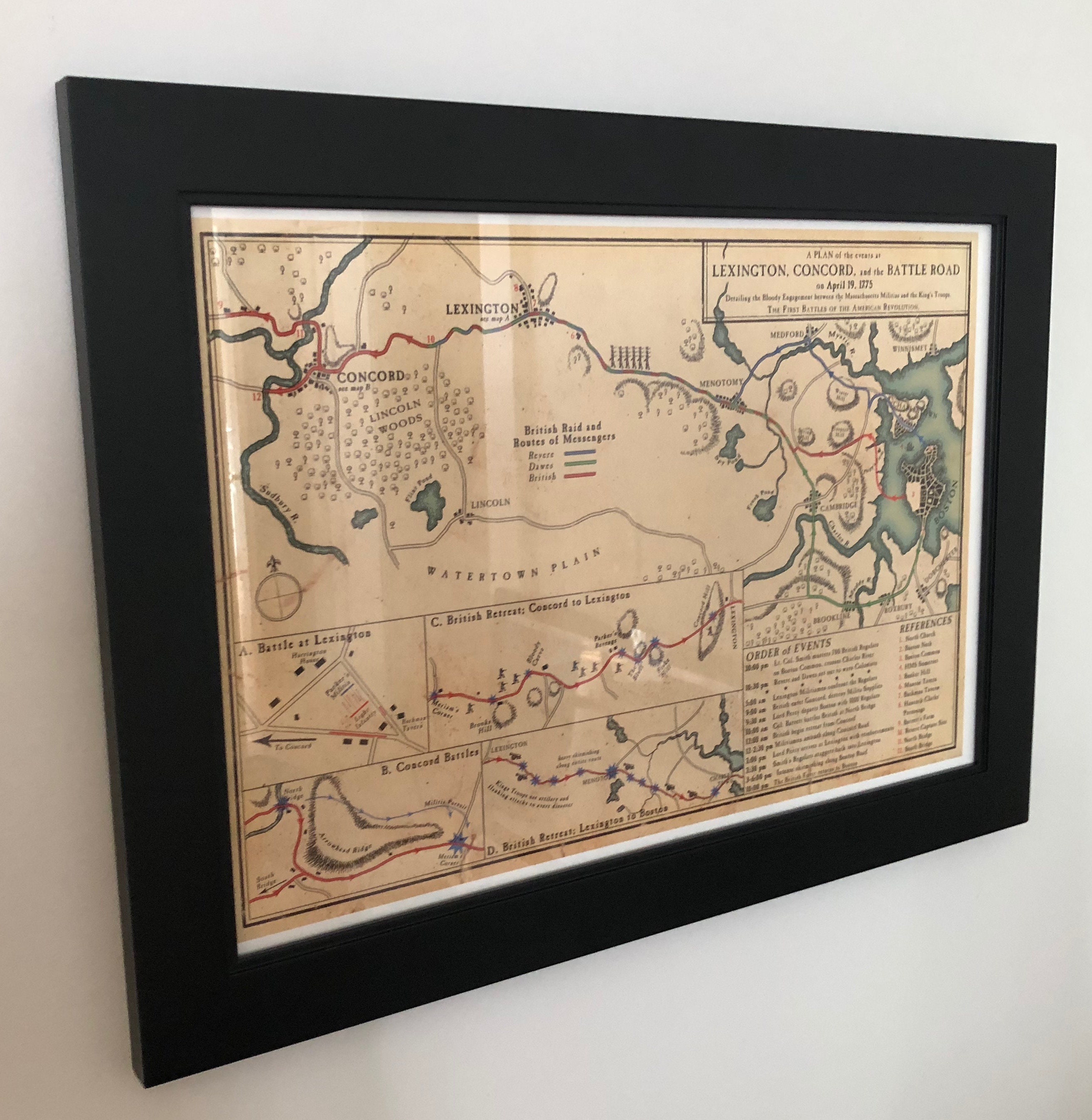 Colonial History Map; Lexington, Concord, and the Battle Road, 250th ...