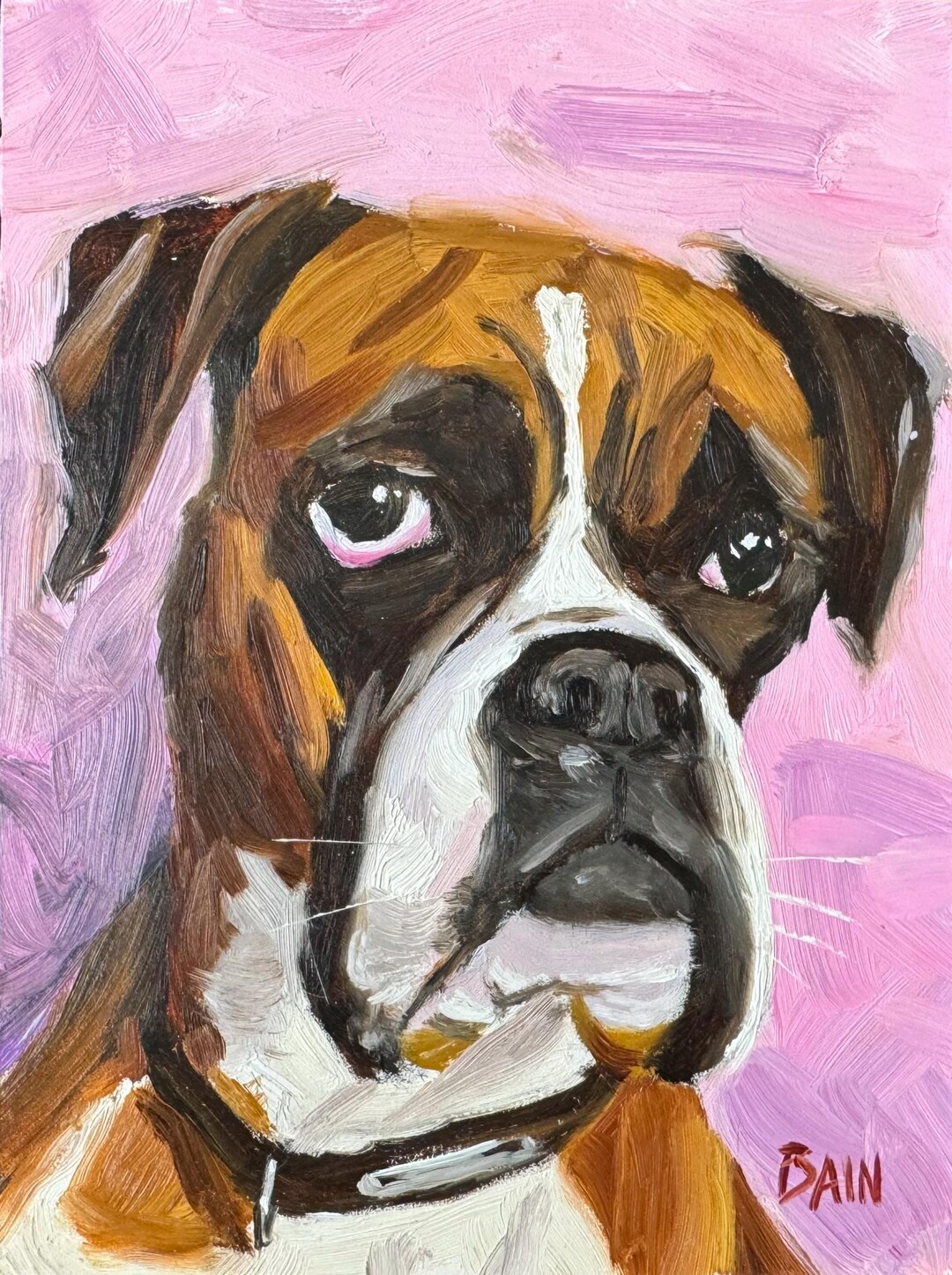 Boxer Dog Portrait, Original Oil Painting, Pet Art 6x8 Unframed - Etsy