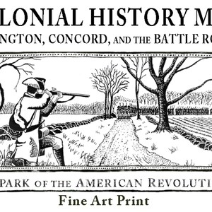 Colonial History Map; Lexington, Concord, and the Battle Road, 250th ...