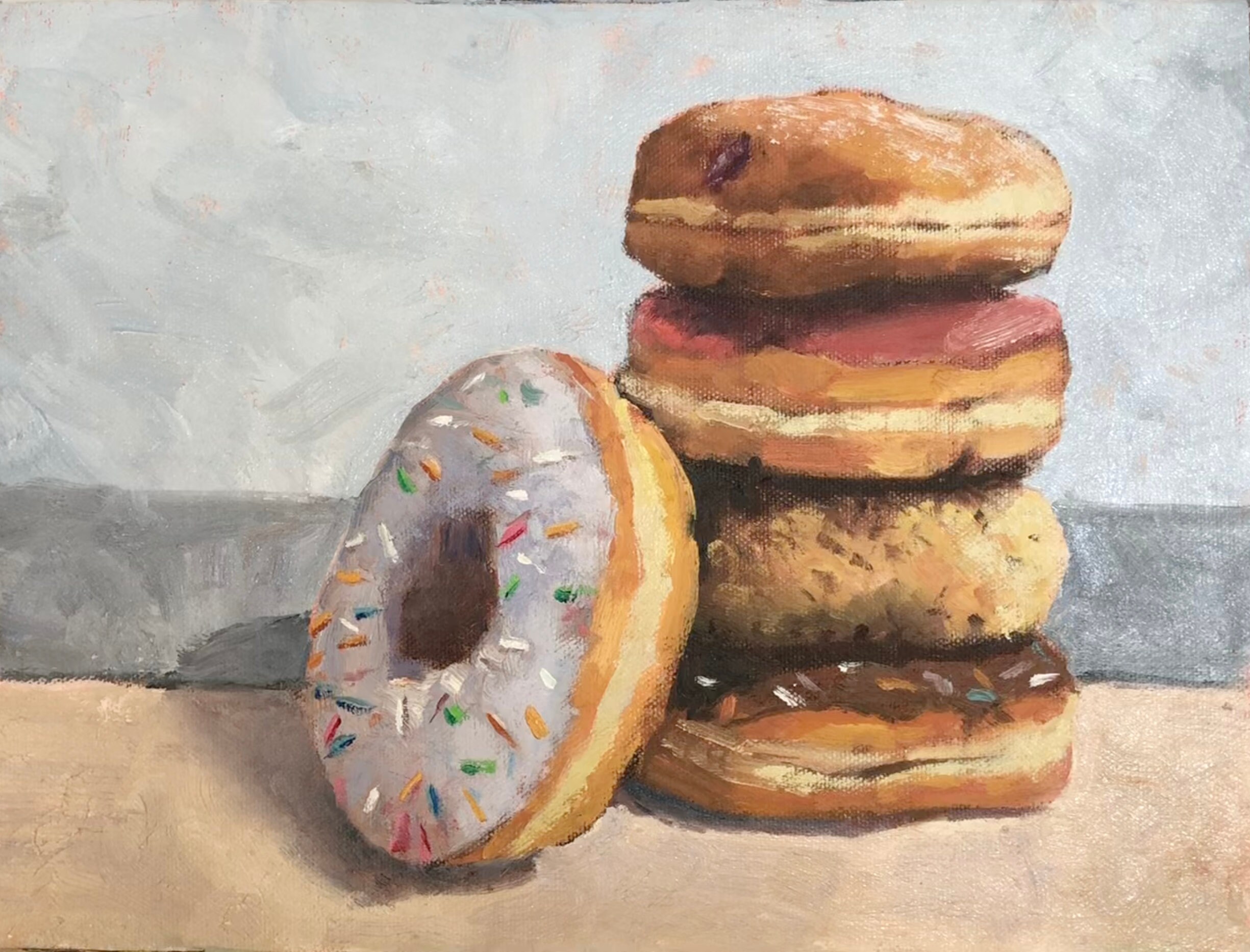 Donut Stack Oil Painting Art Doughnuts Artwork Original Fine Art - Etsy
