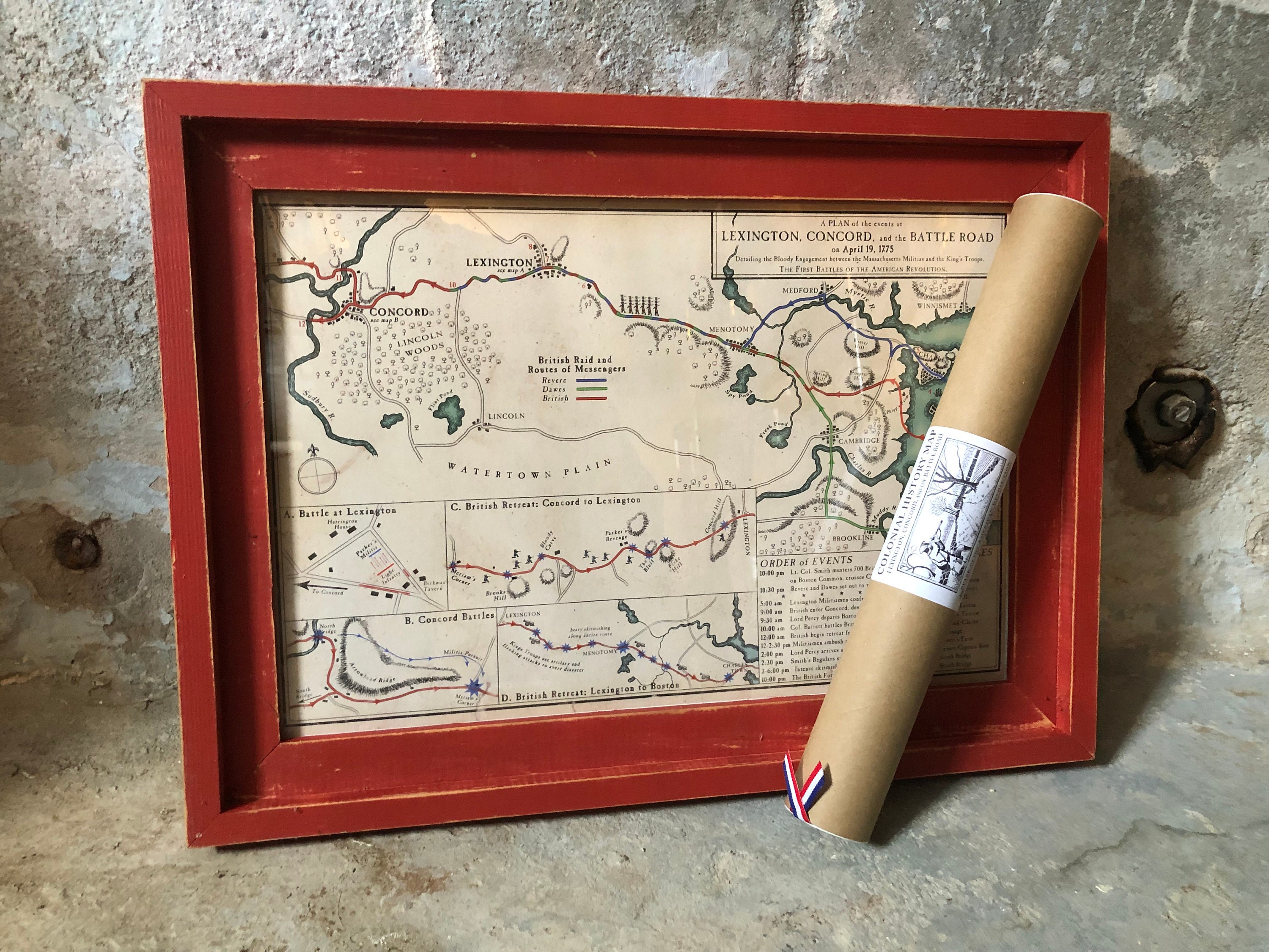 Colonial History Map; Lexington, Concord, and the Battle Road, 250th ...