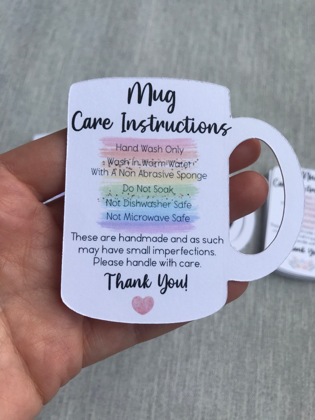 Mug Care Cards, Mug Care Instructions - Etsy