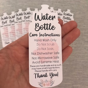 Water Bottle Care Cards, Bottle Care Instructions - Etsy
