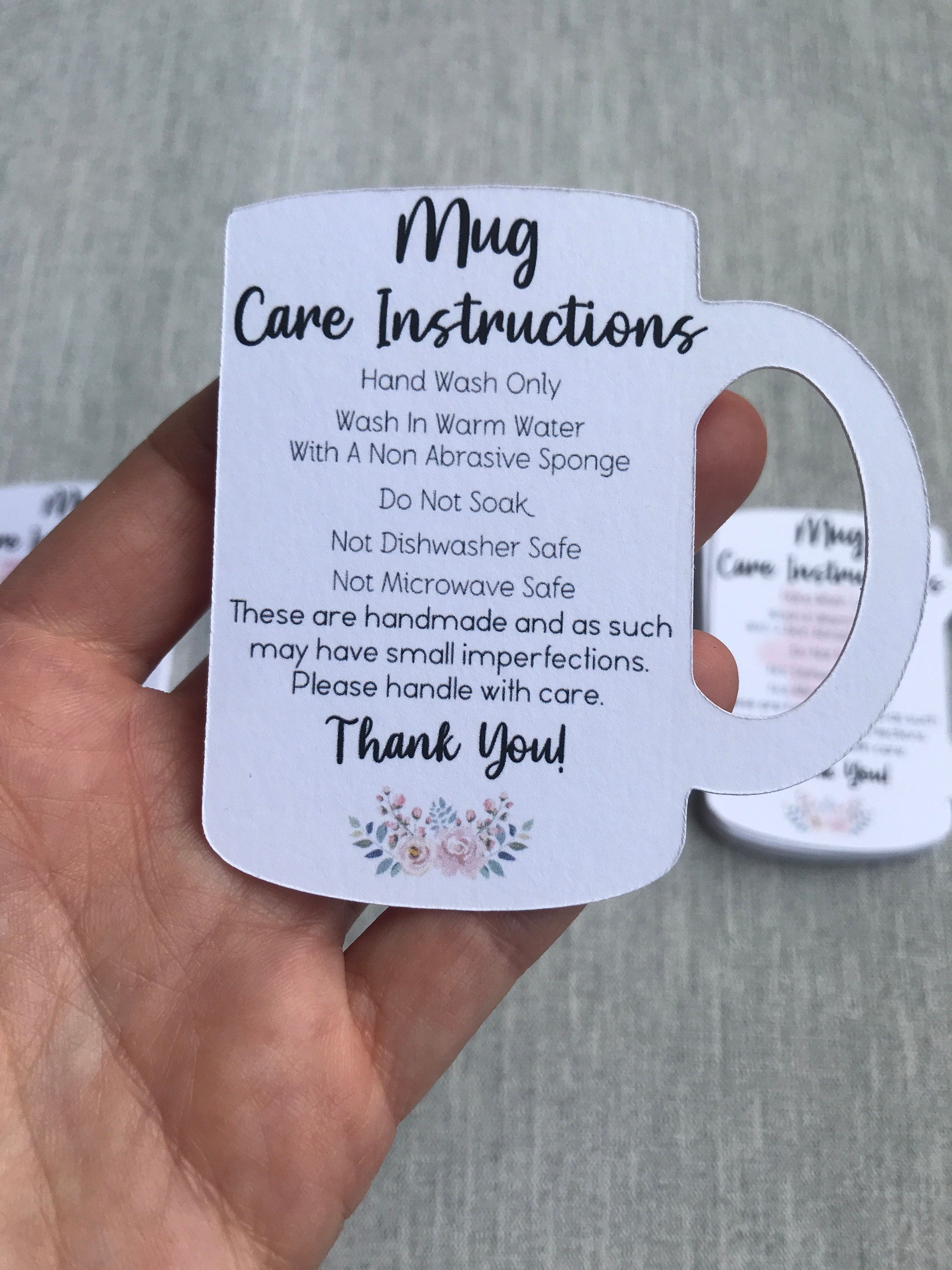 Mug Care Cards, Mug Care Instructions - Etsy UK