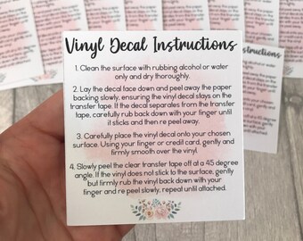 Vinyl Decal Application Card, Ready to Print Cup Care Card, How to Apply Decal Instructions ...