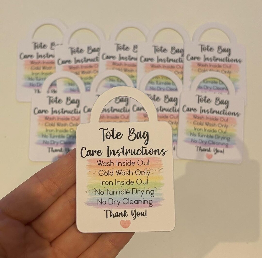 Tote Bag Care Cards, Blush, Rainbow or Plain Design, Pack of 10, Small ...