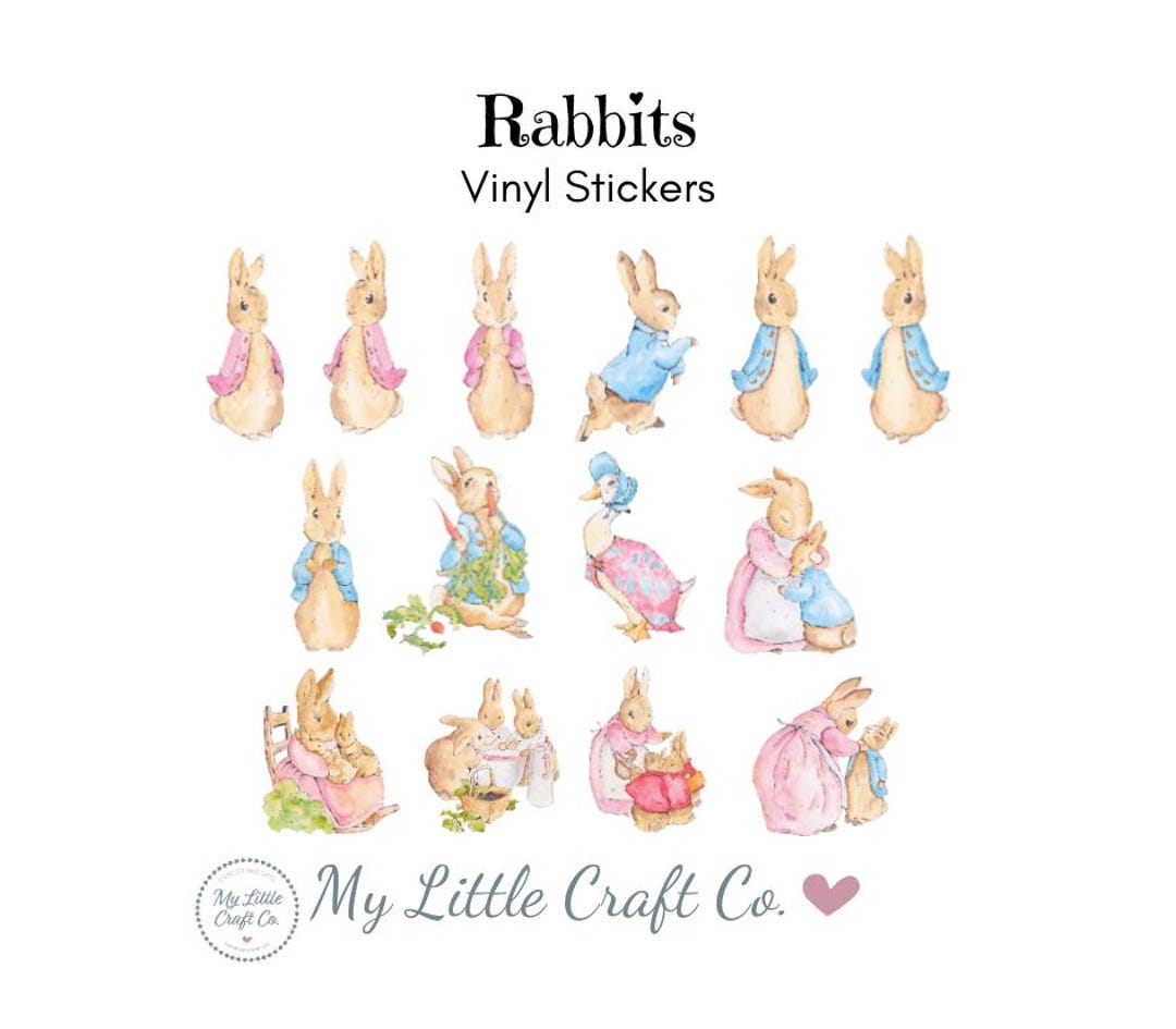 Stickers - Rabbits - Transparent or White Waterproof Vinyl Stickers ...