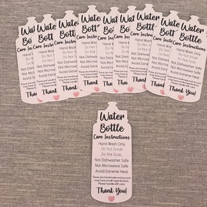 Water Bottle Care Cards, Bottle Care Instructions - Etsy