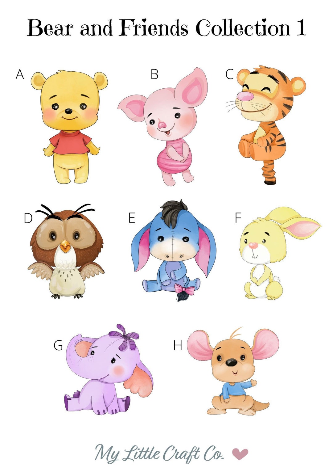 Stickers Bear and Friends 1 Transparent or White Waterproof Vinyl ...