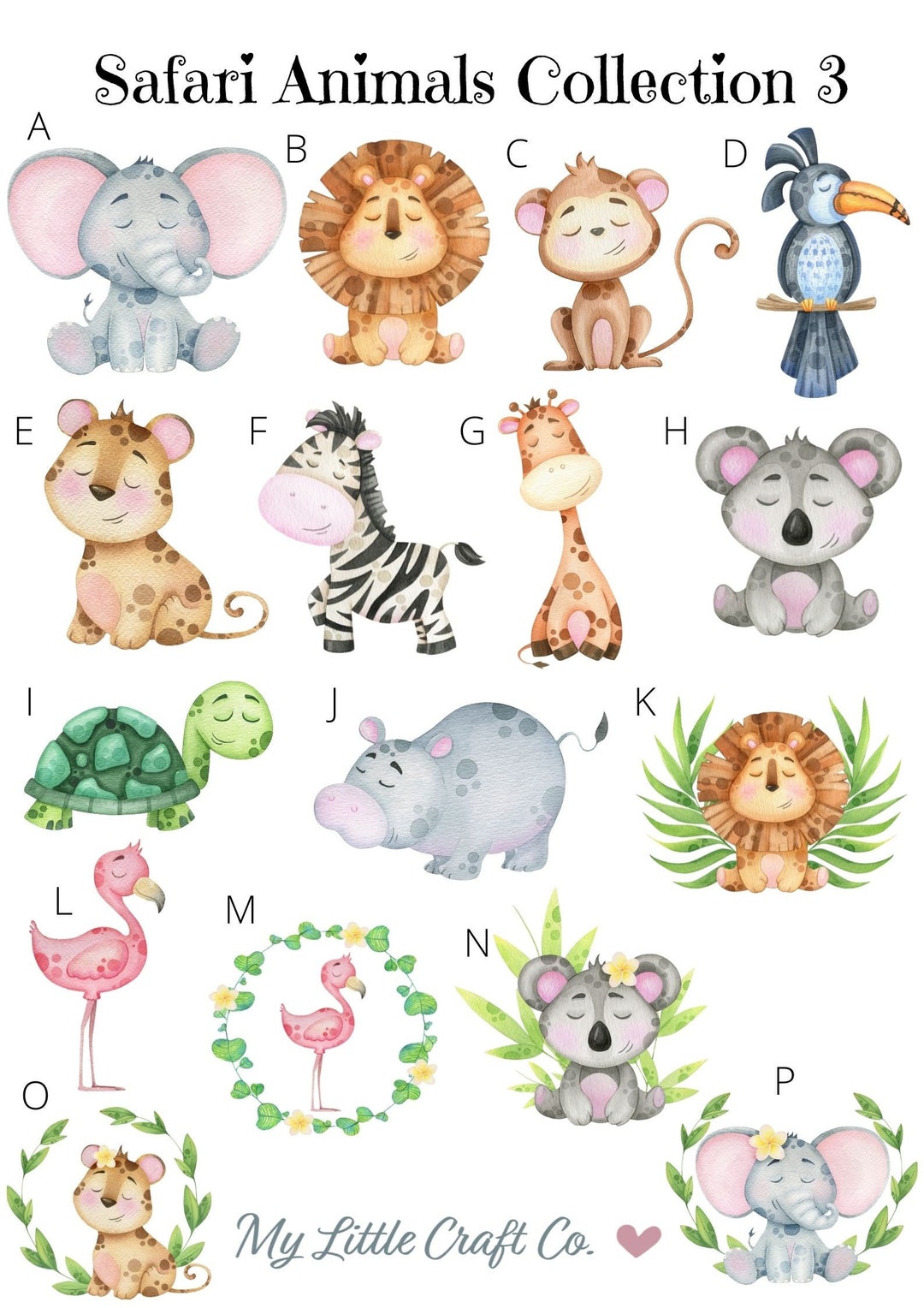 Stickers Safari Animals 3 Transparent or White Waterproof Vinyl ...