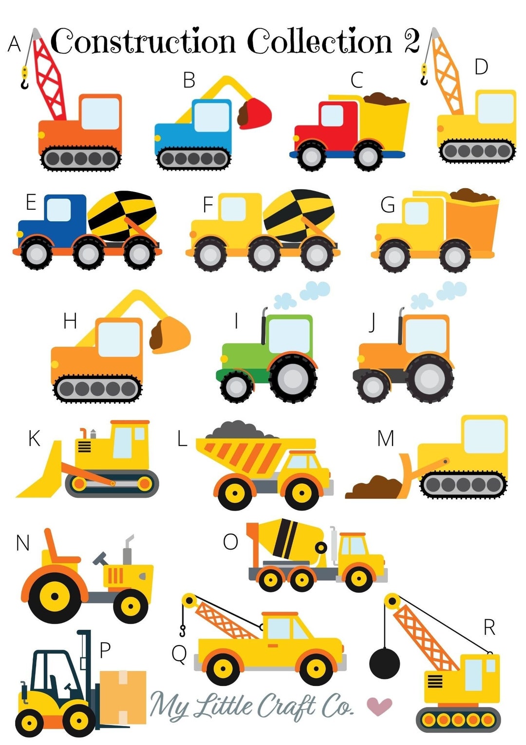 Stickers Construction Collection 2 Transparent or White Waterproof ...