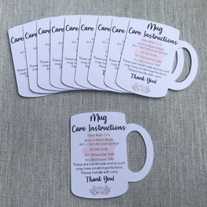 Mug Care Cards, Mug Care Instructions - Etsy