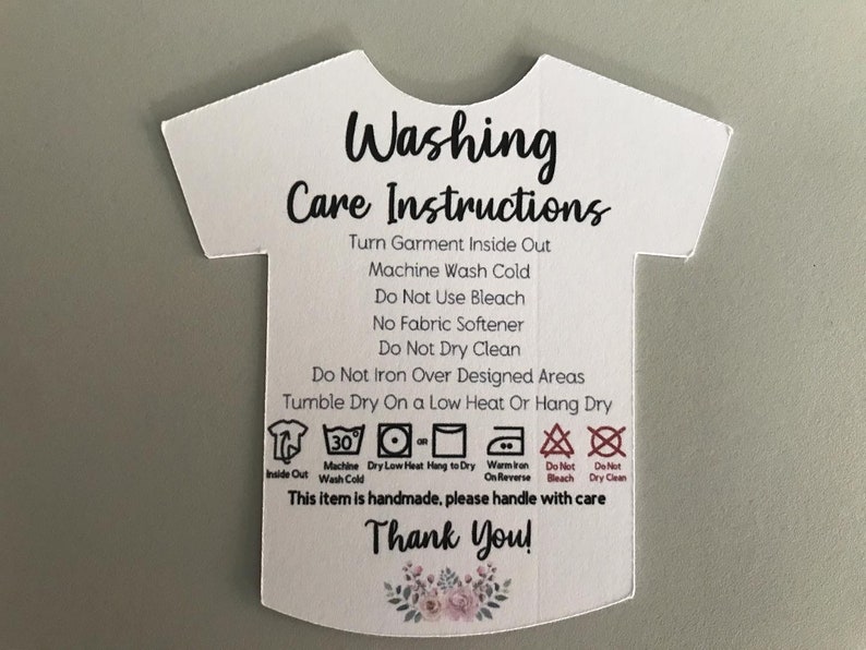 Washing Care Cards Clothing Care Cards Washing Care - Etsy