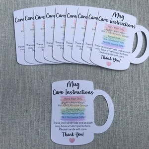 Mug Care Cards, Mug Care Instructions - Etsy