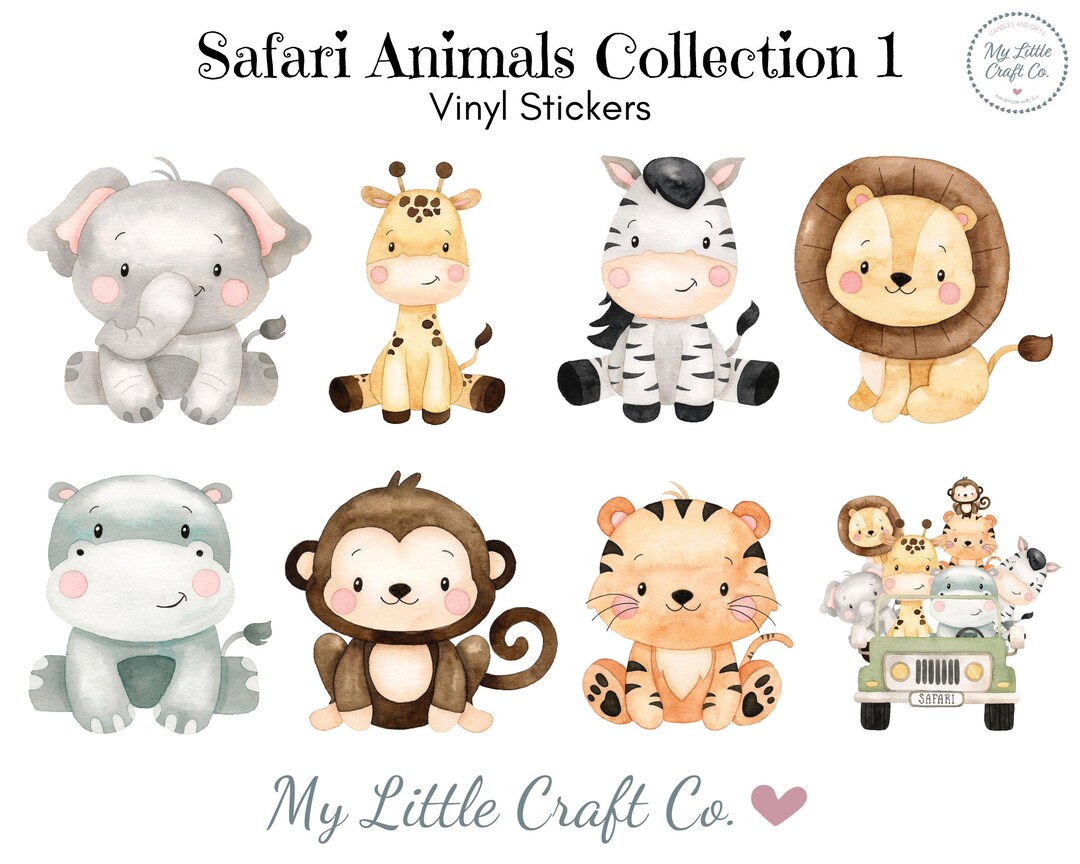 Stickers Safari Animals Transparent or White Waterproof Vinyl Stickers ...