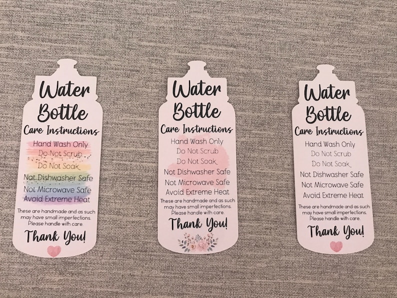 Water Bottle Care Cards, Bottle Care Instructions - Etsy