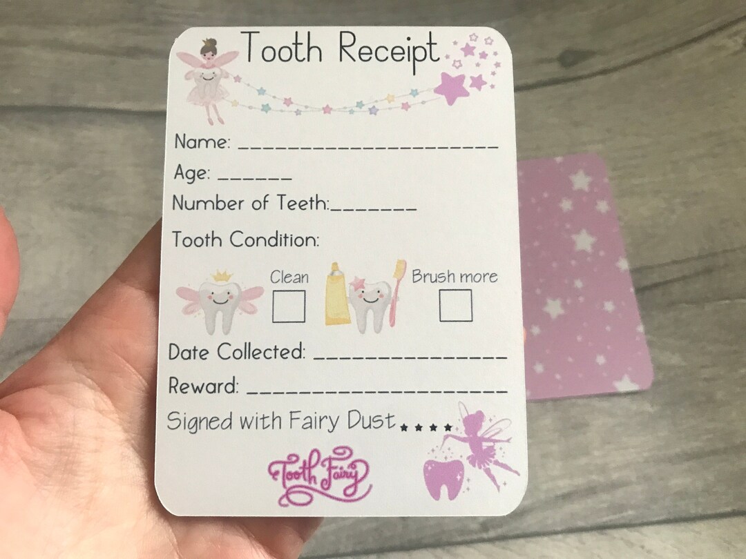 Tooth Fairy Receipts Pink or Blue (pack of 6) Keepsake, Children, Lost ...