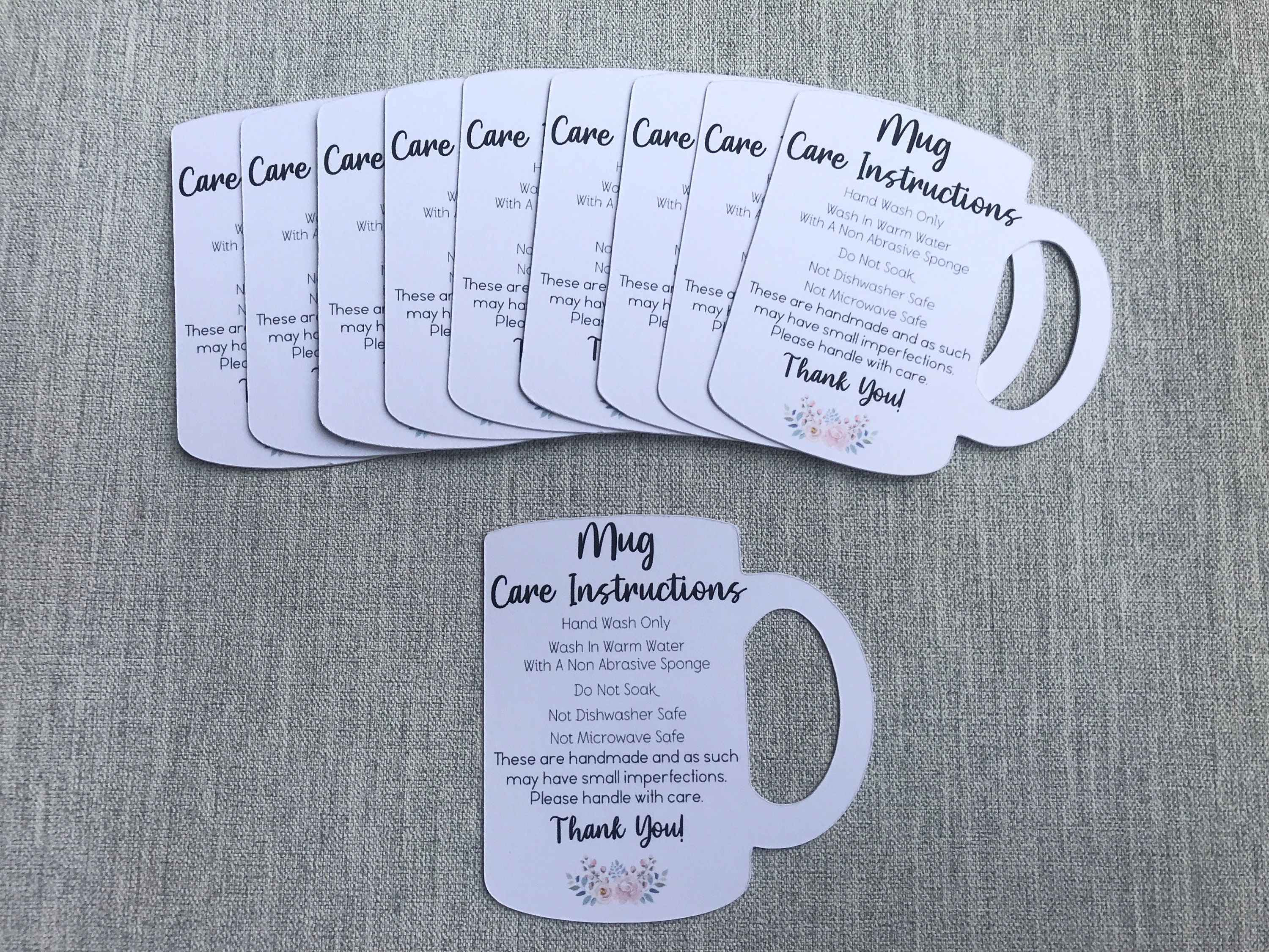 Mug Care Cards, Mug Care Instructions - Etsy UK
