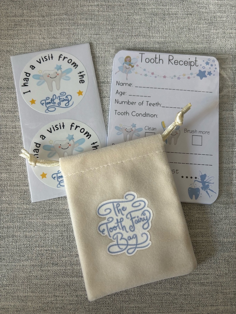 Tooth Fairy Kit, Receipts, Stickers, Velvet Bag, Keepsake - Etsy