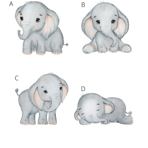 Pastel Blue Elephants Wall Sticker Decals. Nursery & - Etsy