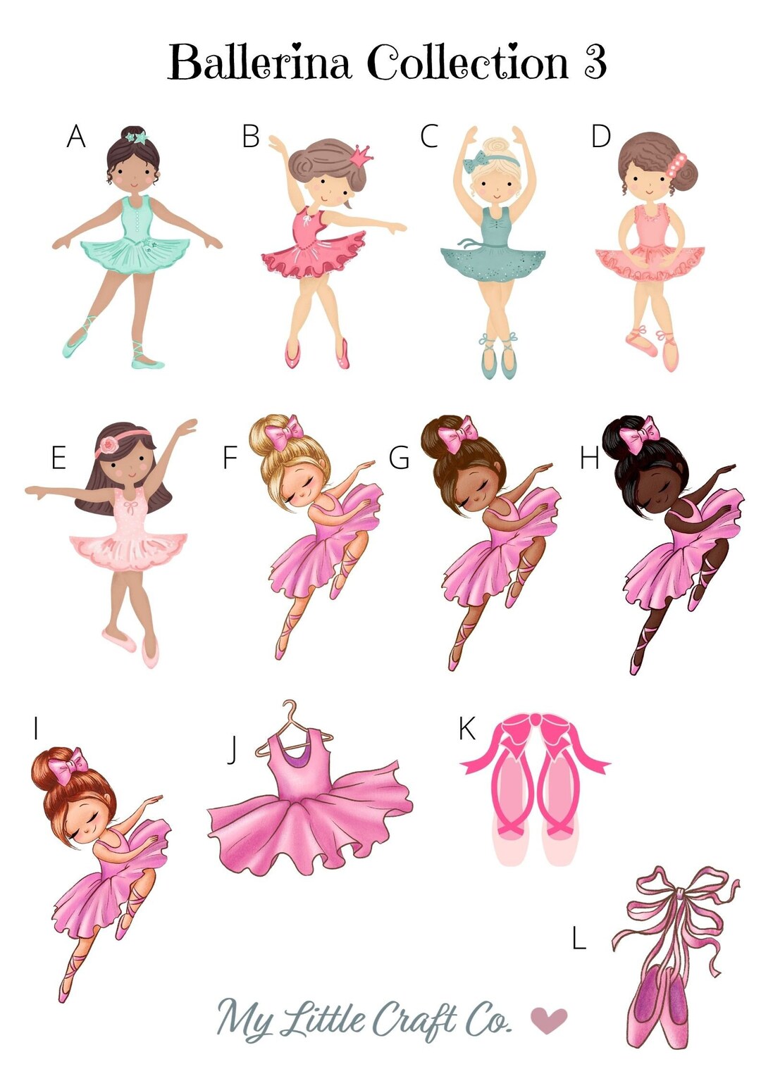 Stickers Ballerina Collection Transparent or White Waterproof Vinyl ...