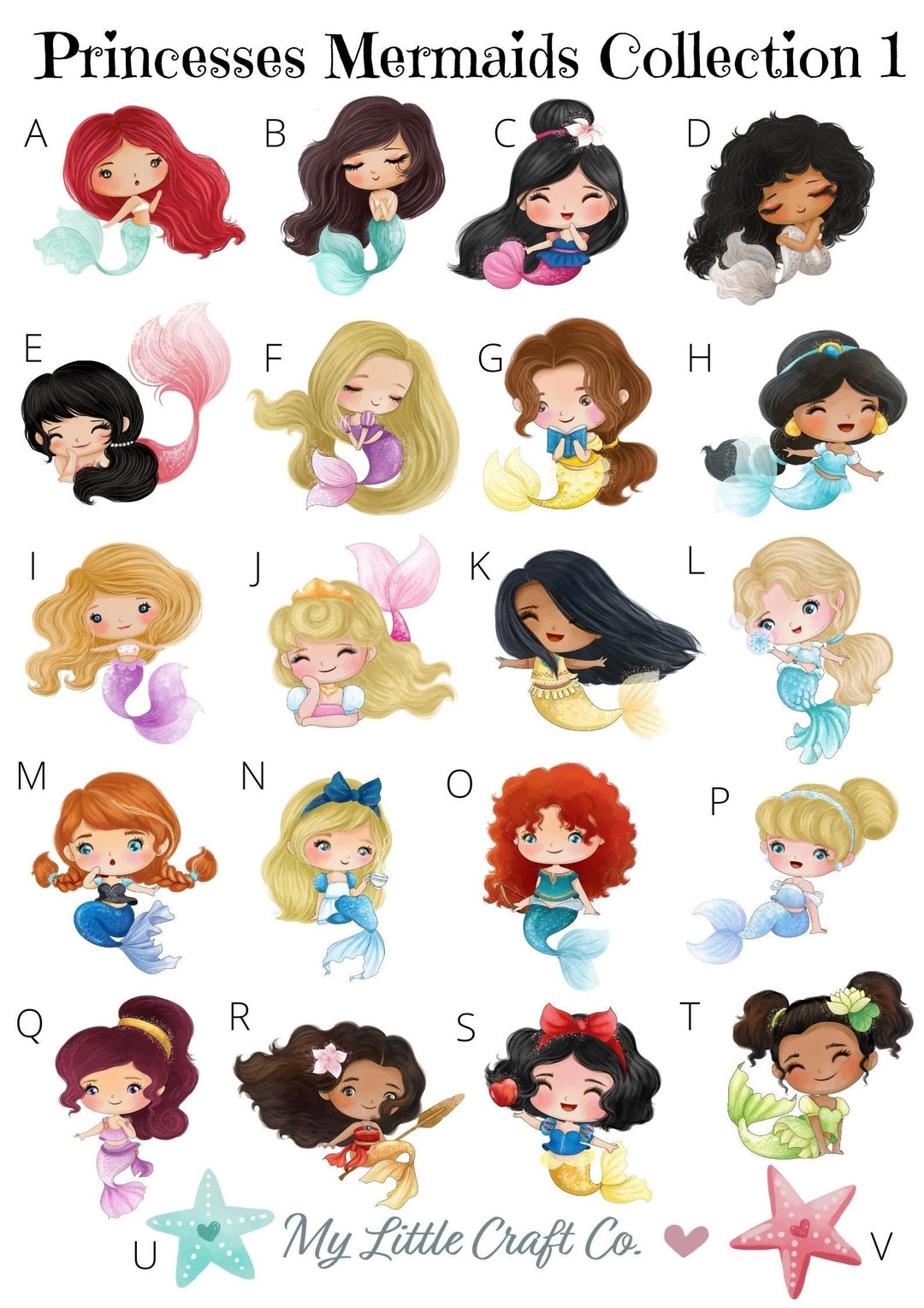 Stickers Princess Mermaids Transparent or White Waterproof Vinyl ...